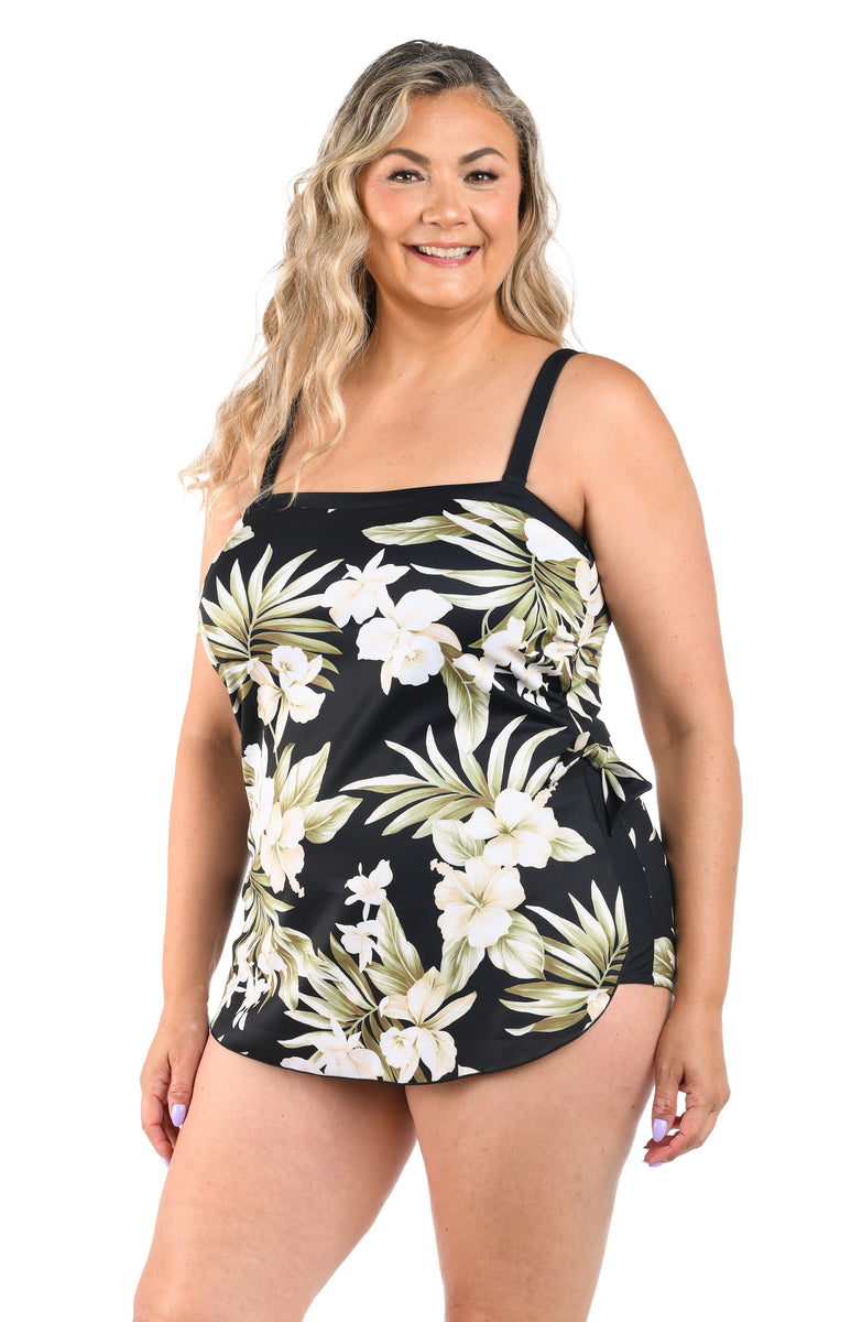 Island Greenery Spa Bandeau Sarong One Piece (Plus Size)